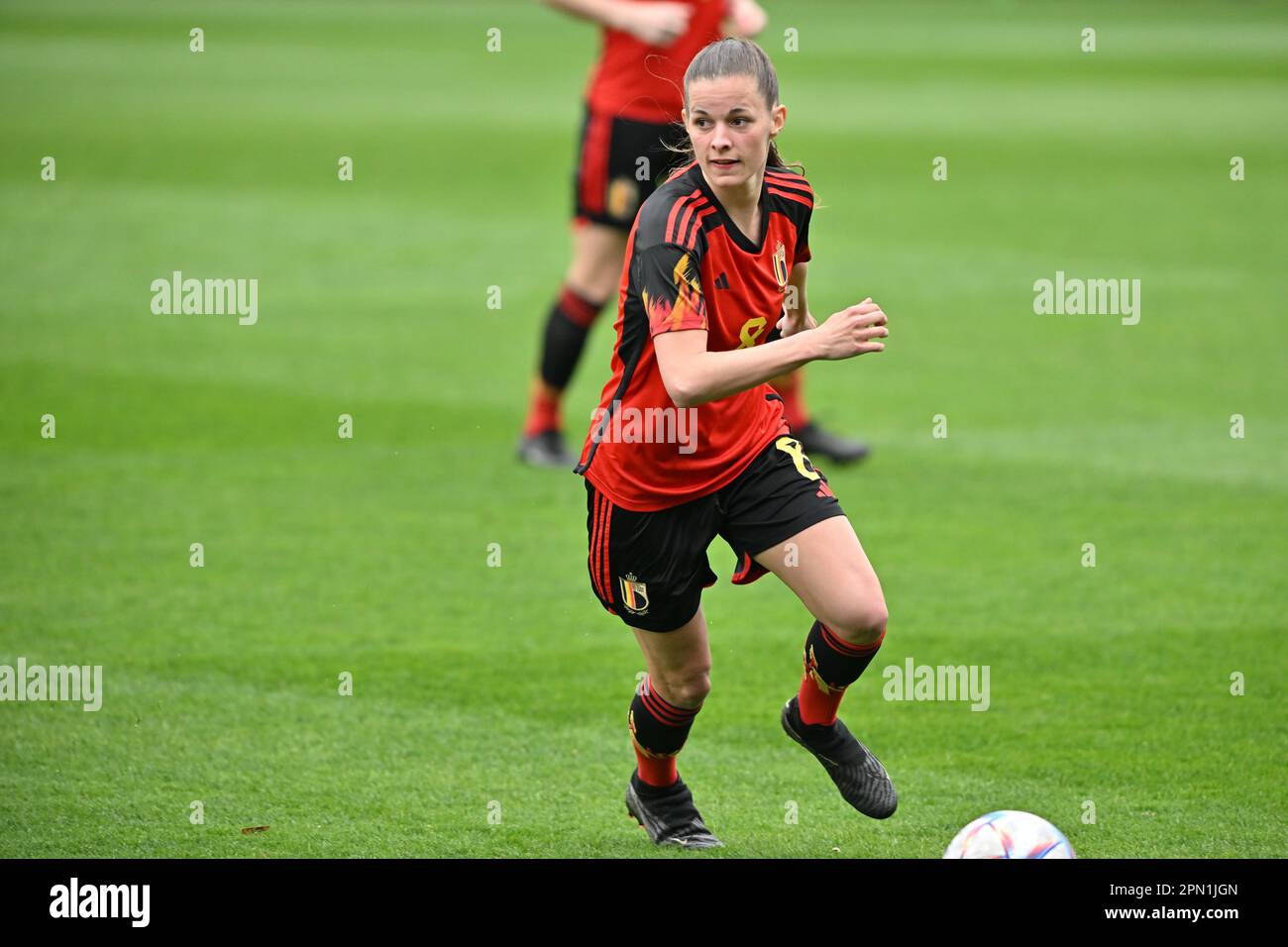 Shari Van Belle (8) of Belgium pictured during a friendly women soccer ...