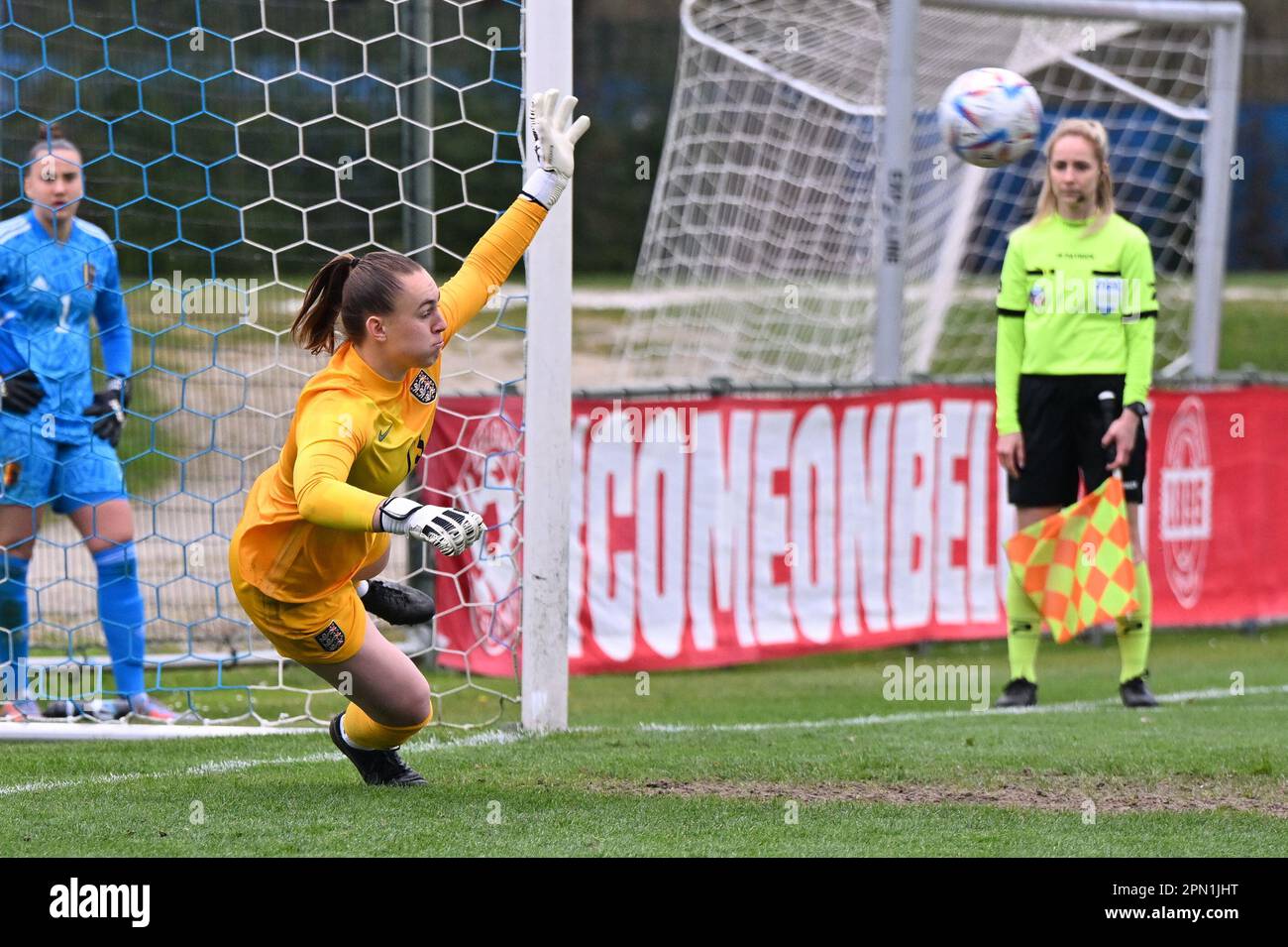 goalkeeper Lucy Thomas (13) of England pictured during a friendly women ...