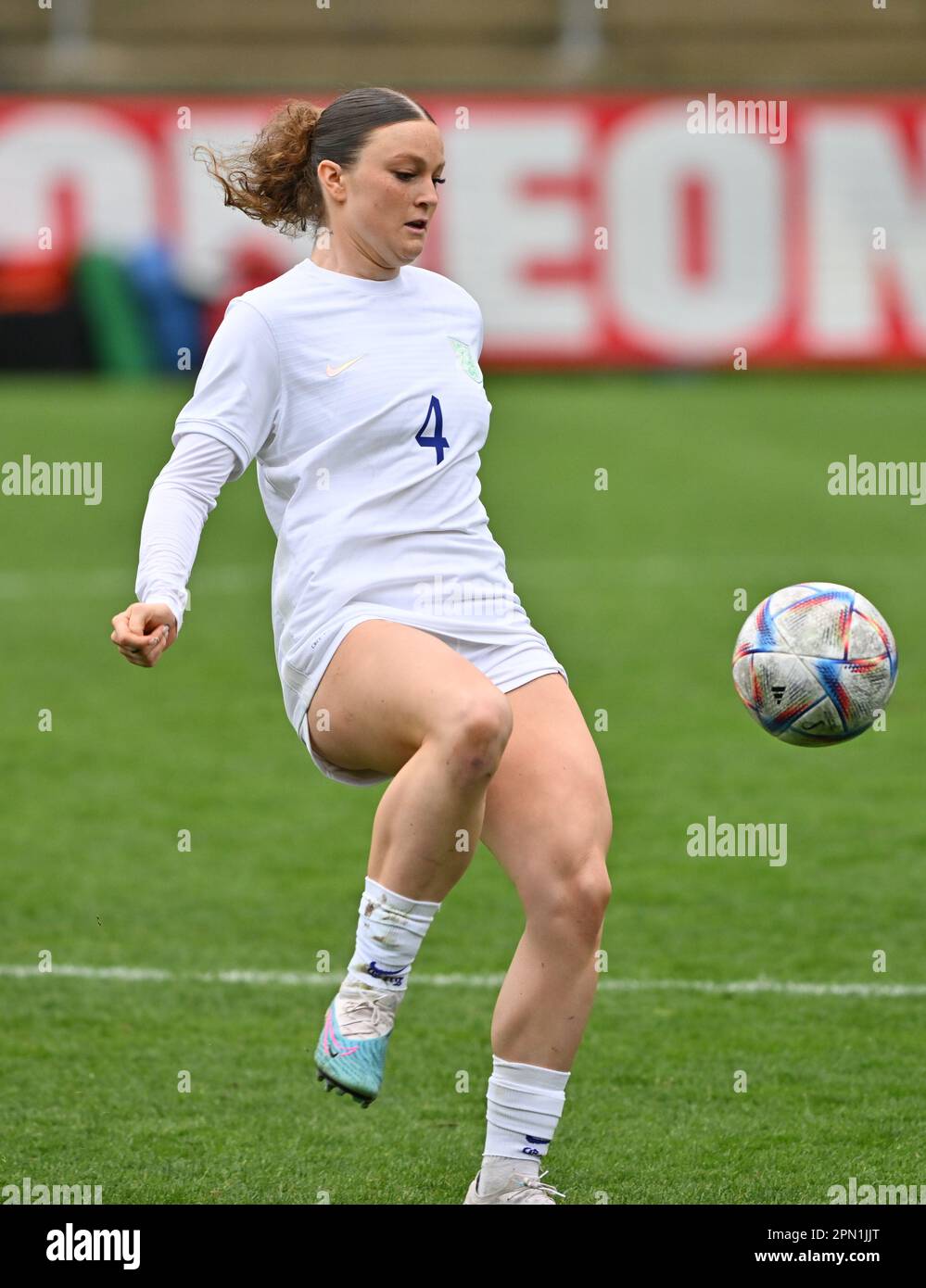Ruby Mace (4) of England pictured during a friendly women soccer game ...