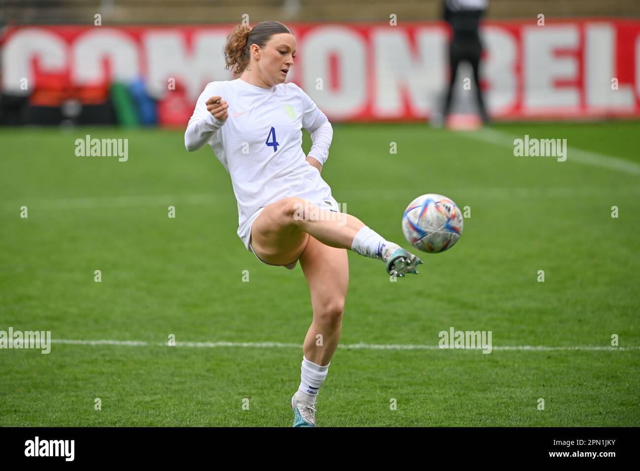 Ruby Mace (4) of England pictured during a friendly women soccer game ...