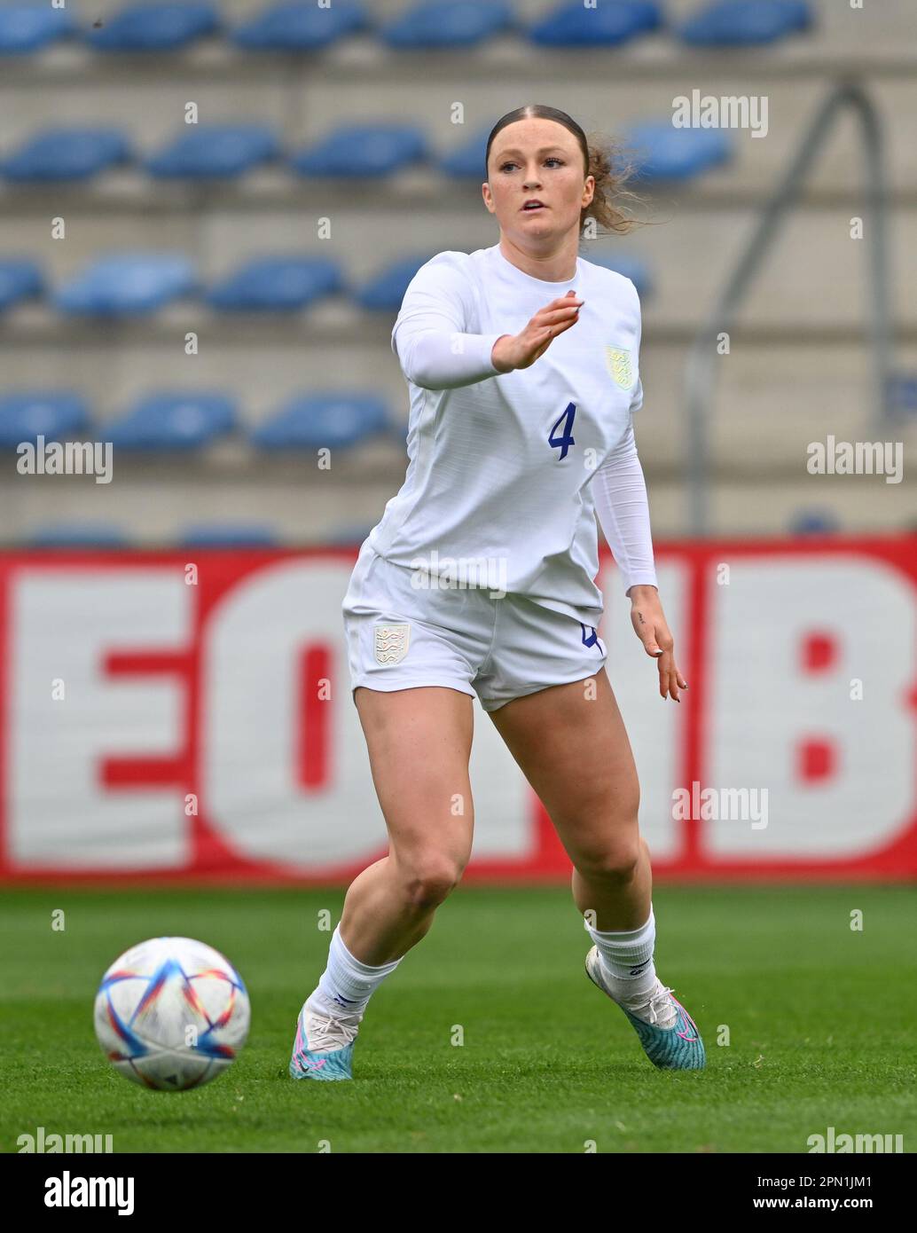 Ruby Mace (4) of England pictured during a friendly women soccer game ...