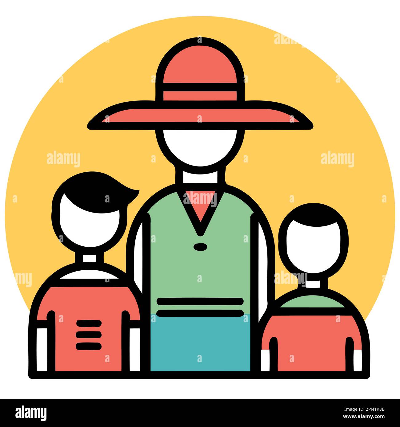 family dressed as farmers minimalist vector illustration Stock Vector ...
