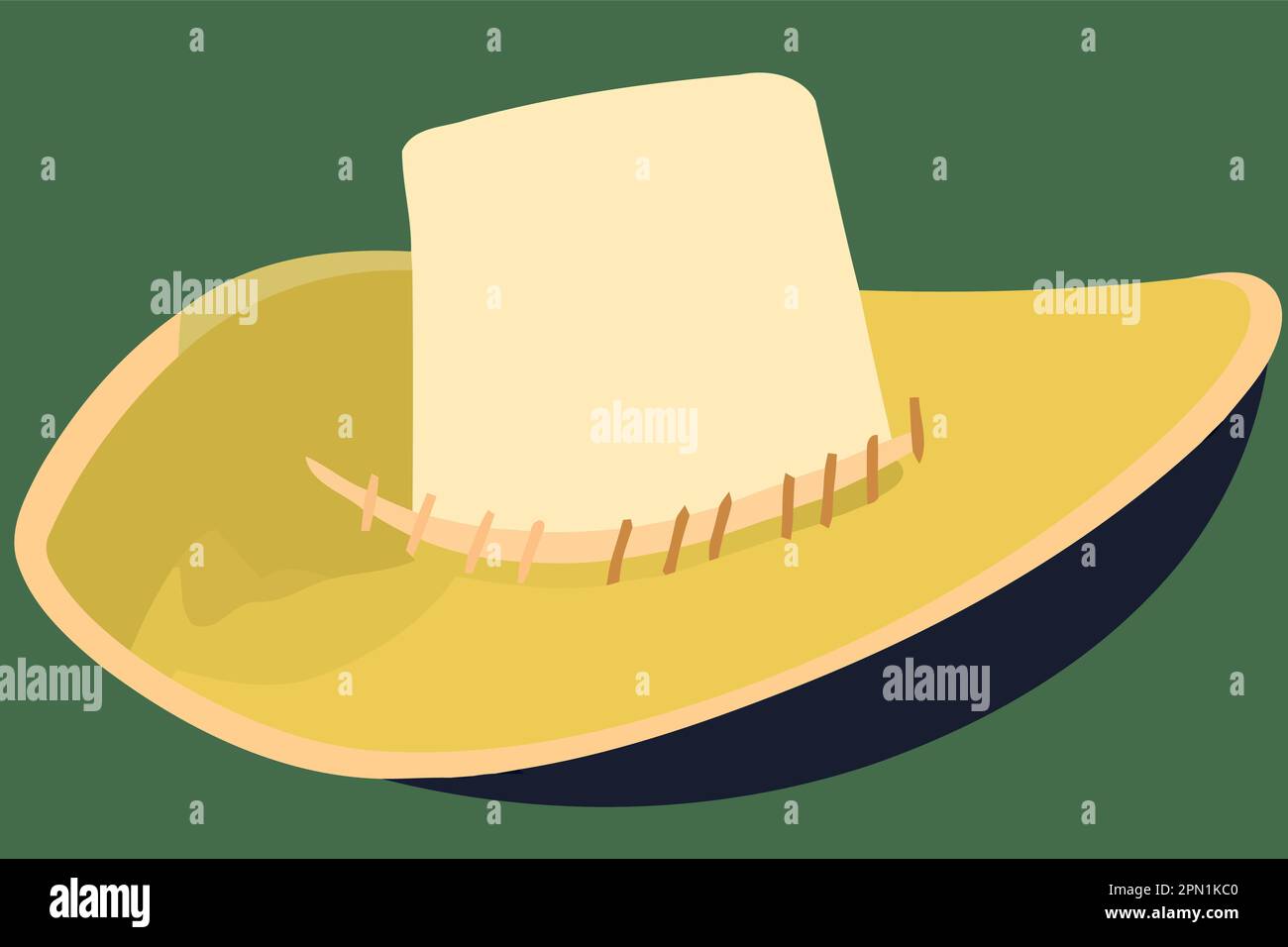 yellow straw hat object minimalistic vector illustration Stock Vector ...