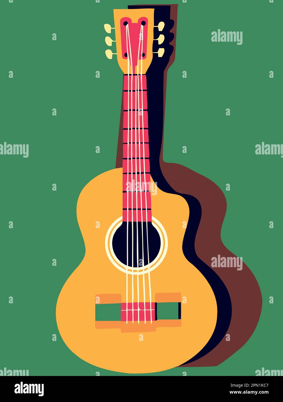 yellow guitar musical instrument minimalist vector illustration Stock ...