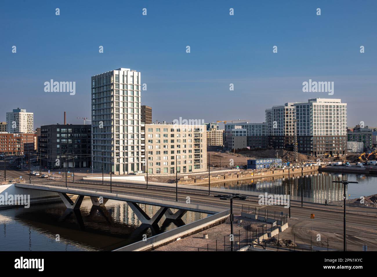 Contemporary architecture of Atlantinsilta bridge and newly build ...