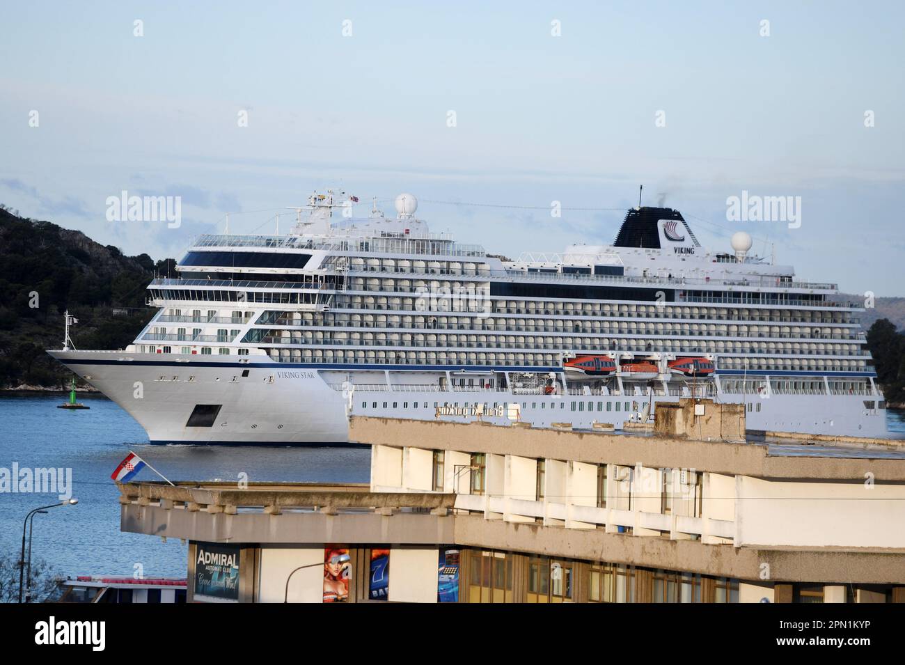 The large tourist cruise ship Viking Star sailed into the port of ...