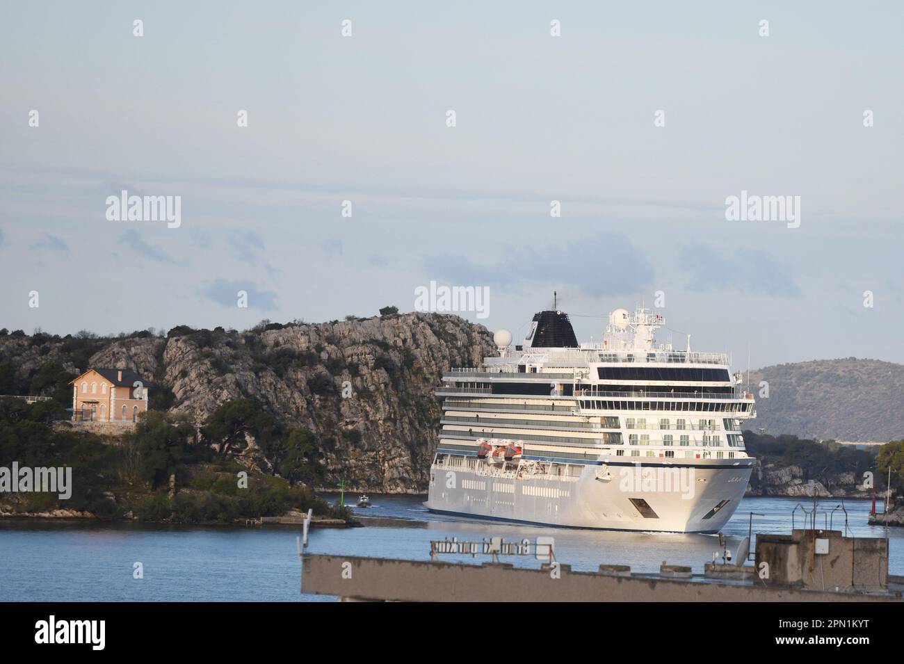 The large tourist cruise ship Viking Star sailed into the port of ...