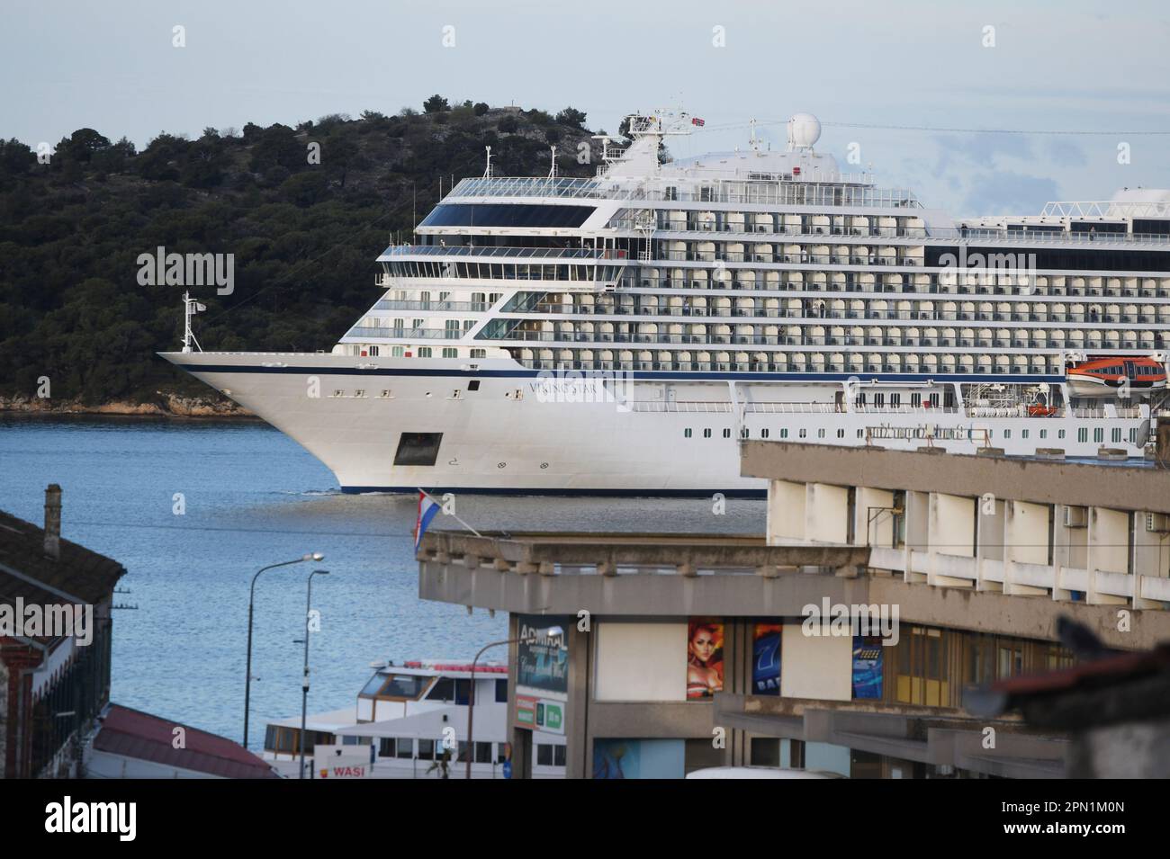 The large tourist cruise ship Viking Star sailed into the port of ...