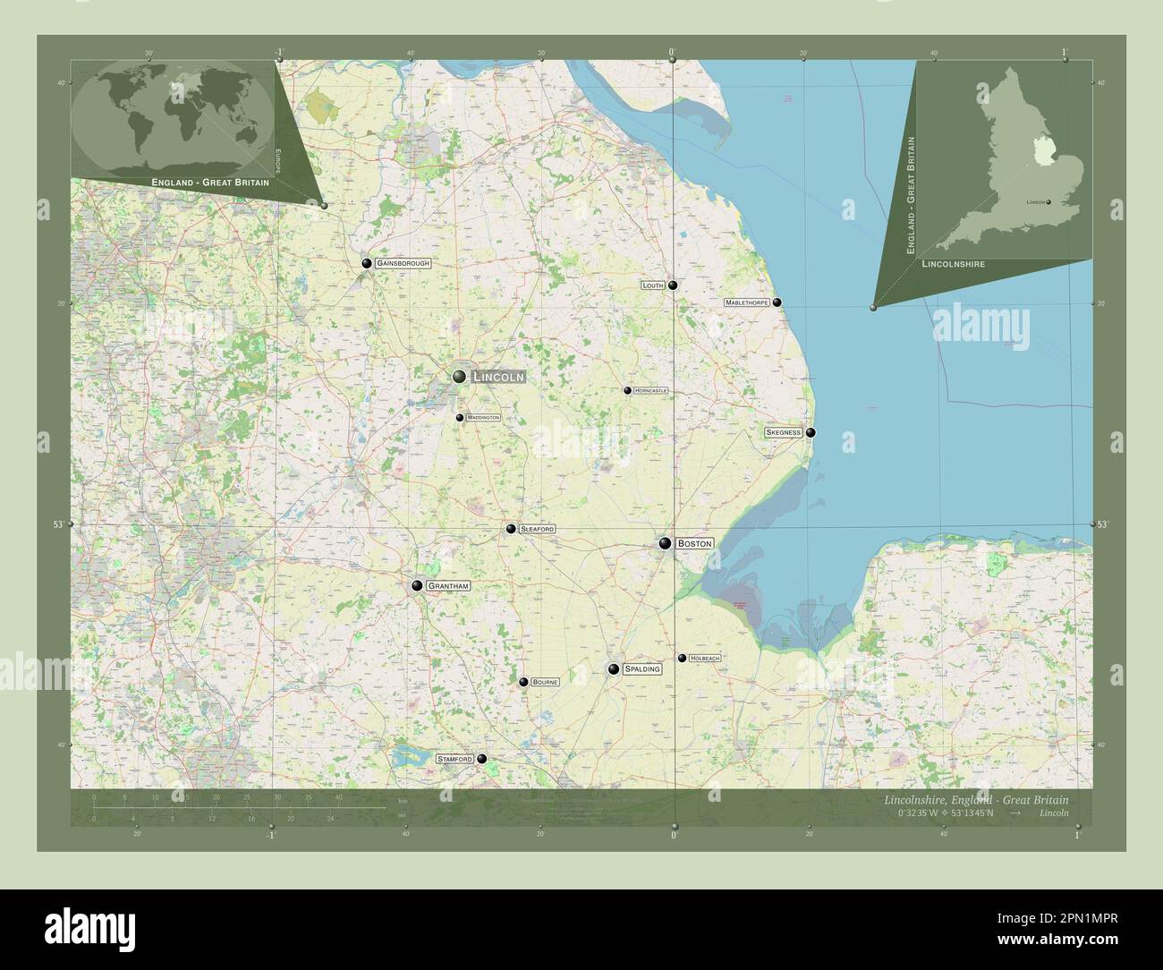Lincolnshire, administrative county of England - Great Britain. Open ...