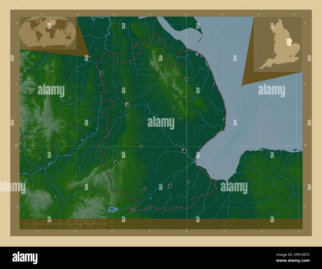 Lincolnshire, administrative county of England - Great Britain. Colored ...