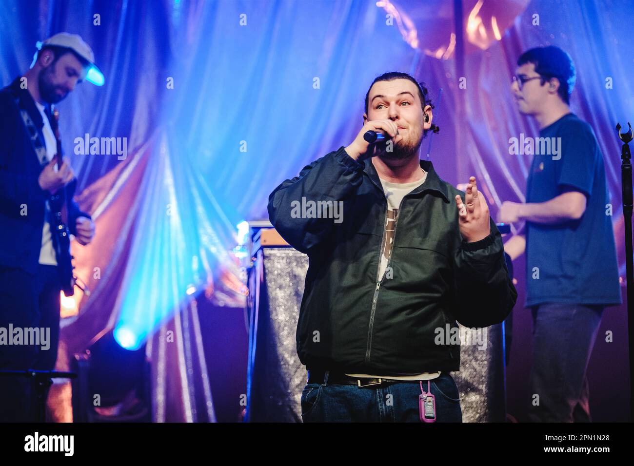 Bern, Switzerland. 15th Apr, 2023. The German rapper and singer Majan performs a live concert at ...