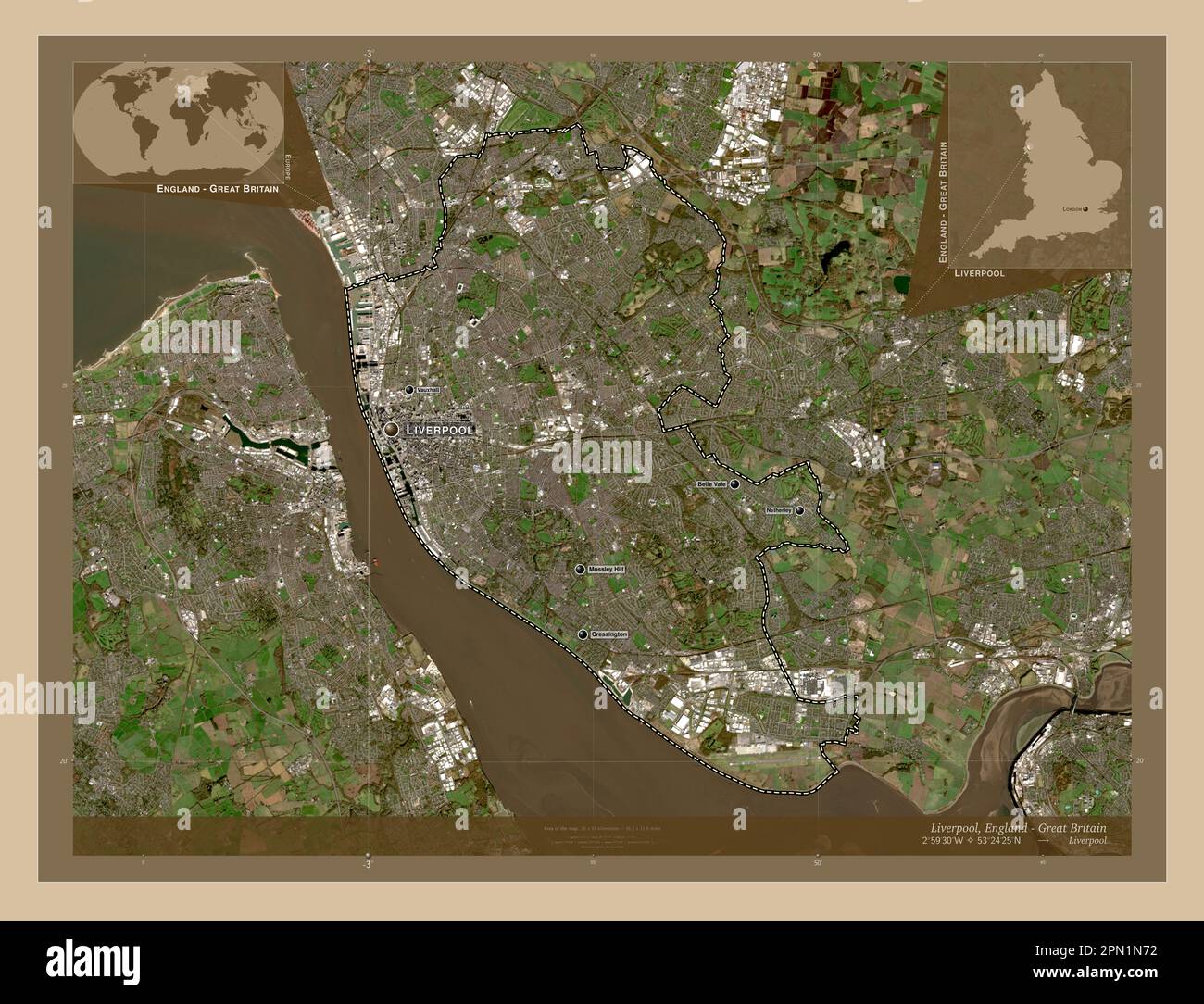 Liverpool, administrative county of England - Great Britain. Low ...