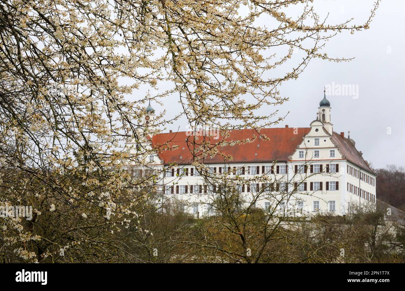 Ehingen, Germany. 16th Apr, 2023. View of Mochental Castle through a ...