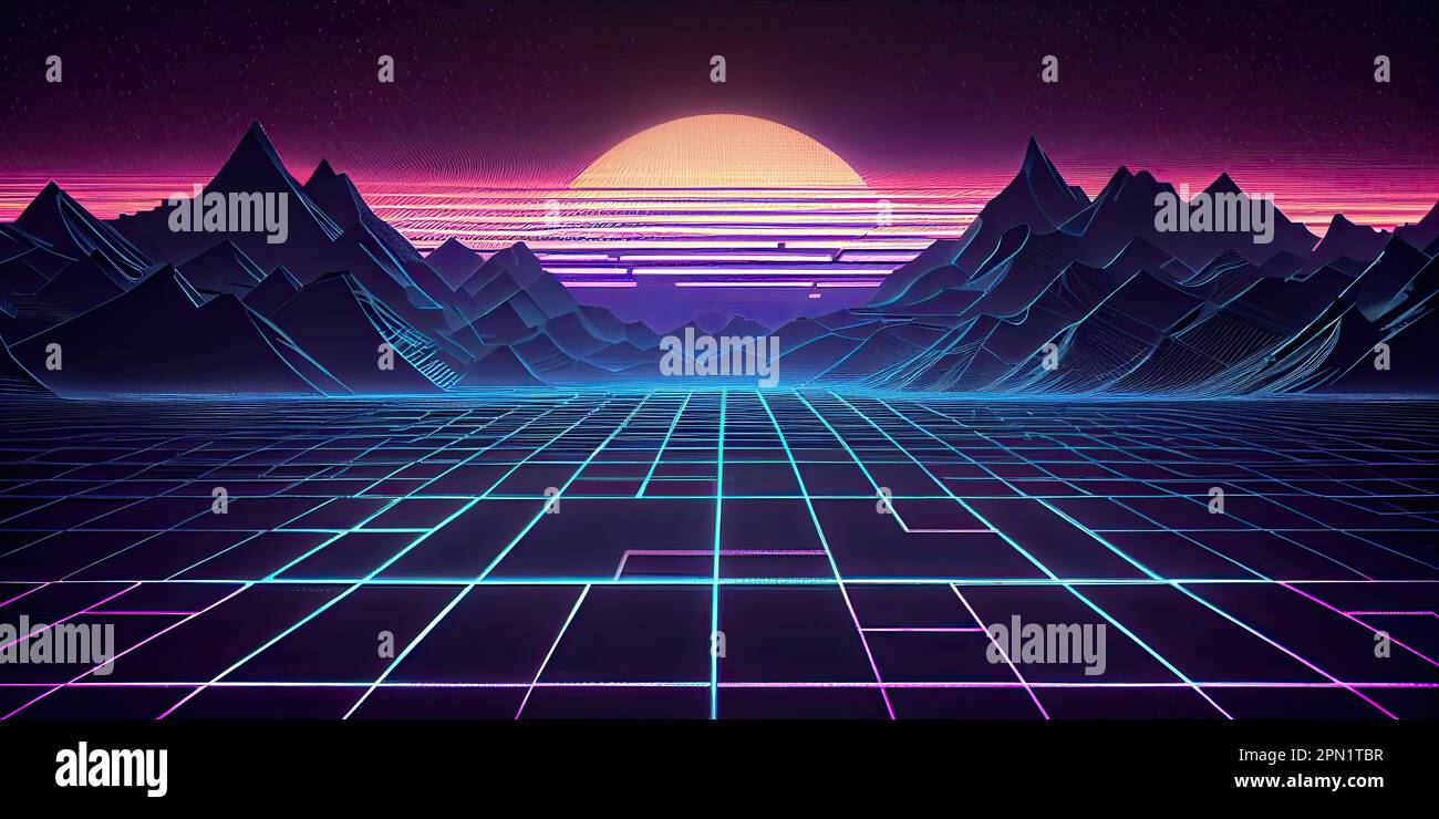 City in virtual reality, game retro background Stock Photo - Alamy