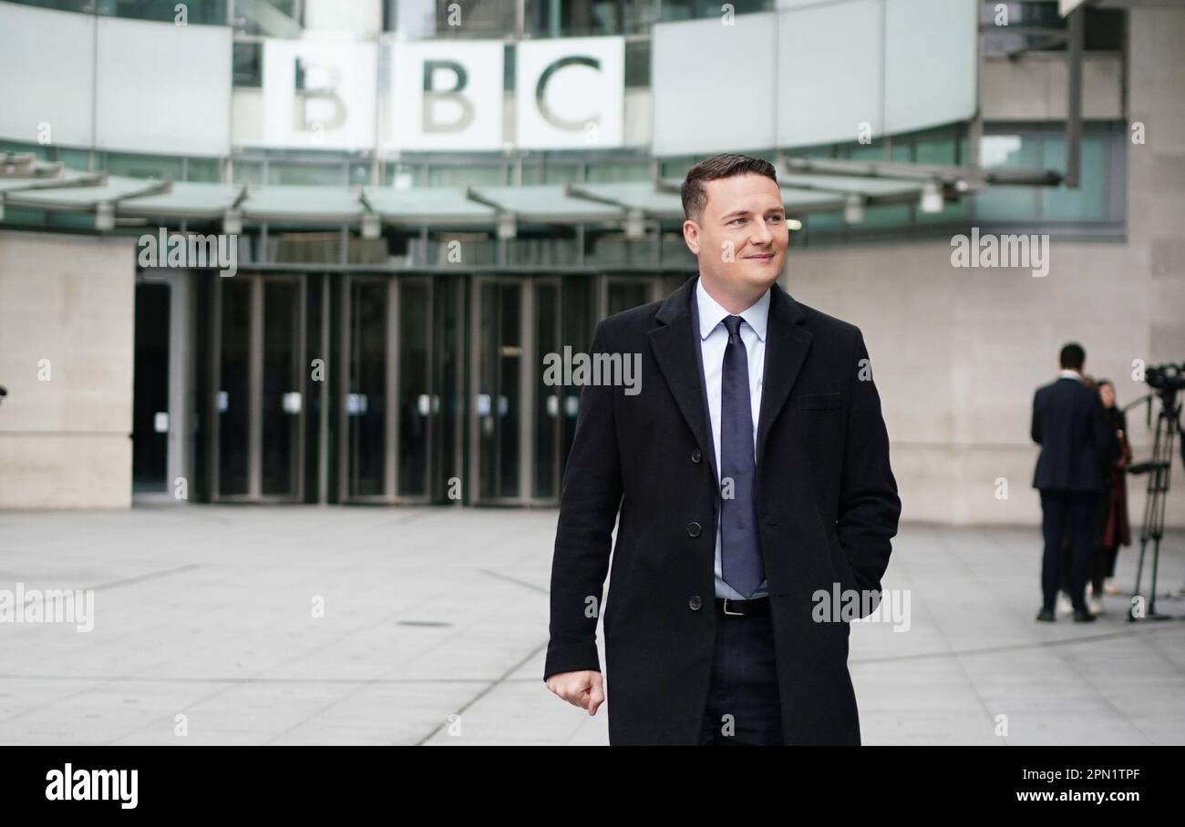 Shadow health secretary Wes Streeting leaving BBC Broadcasting House in ...