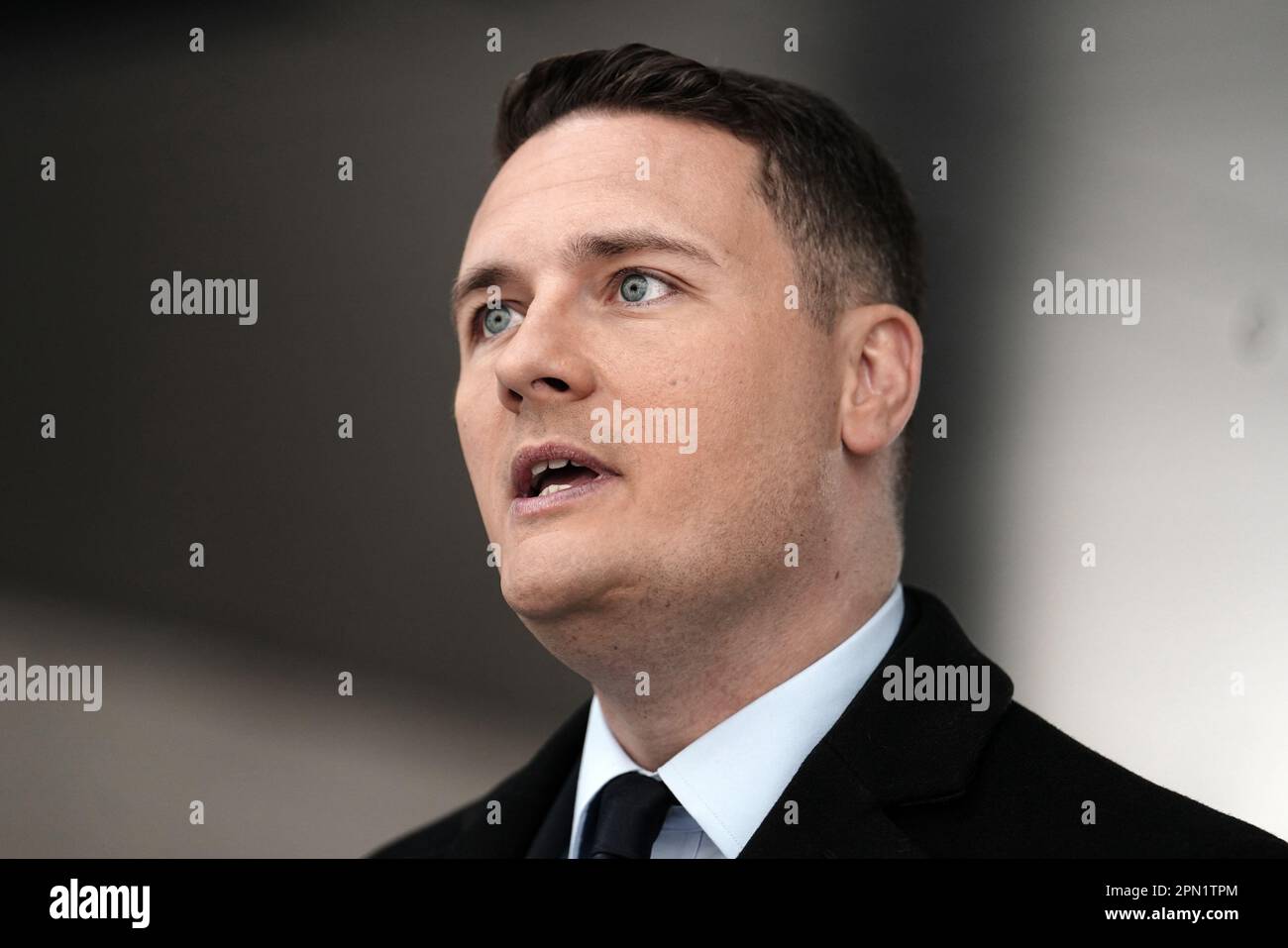 Shadow health secretary Wes Streeting speaks to the media outside BBC ...