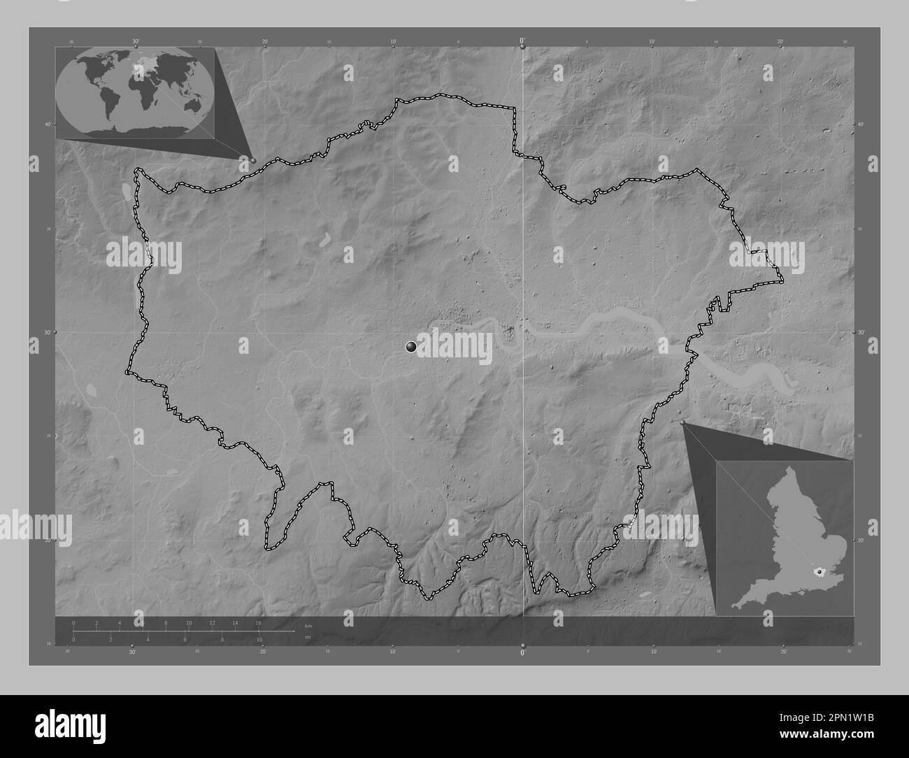 London, london borough of England - Great Britain. Grayscale elevation ...