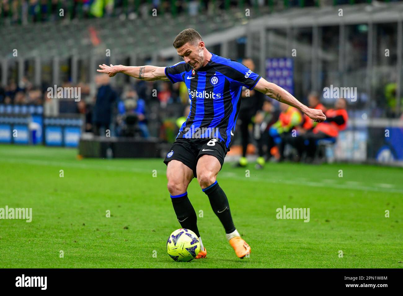 Milano, Italy. 15th Apr, 2023. Robin Gosens (8) of Inter seen in the ...