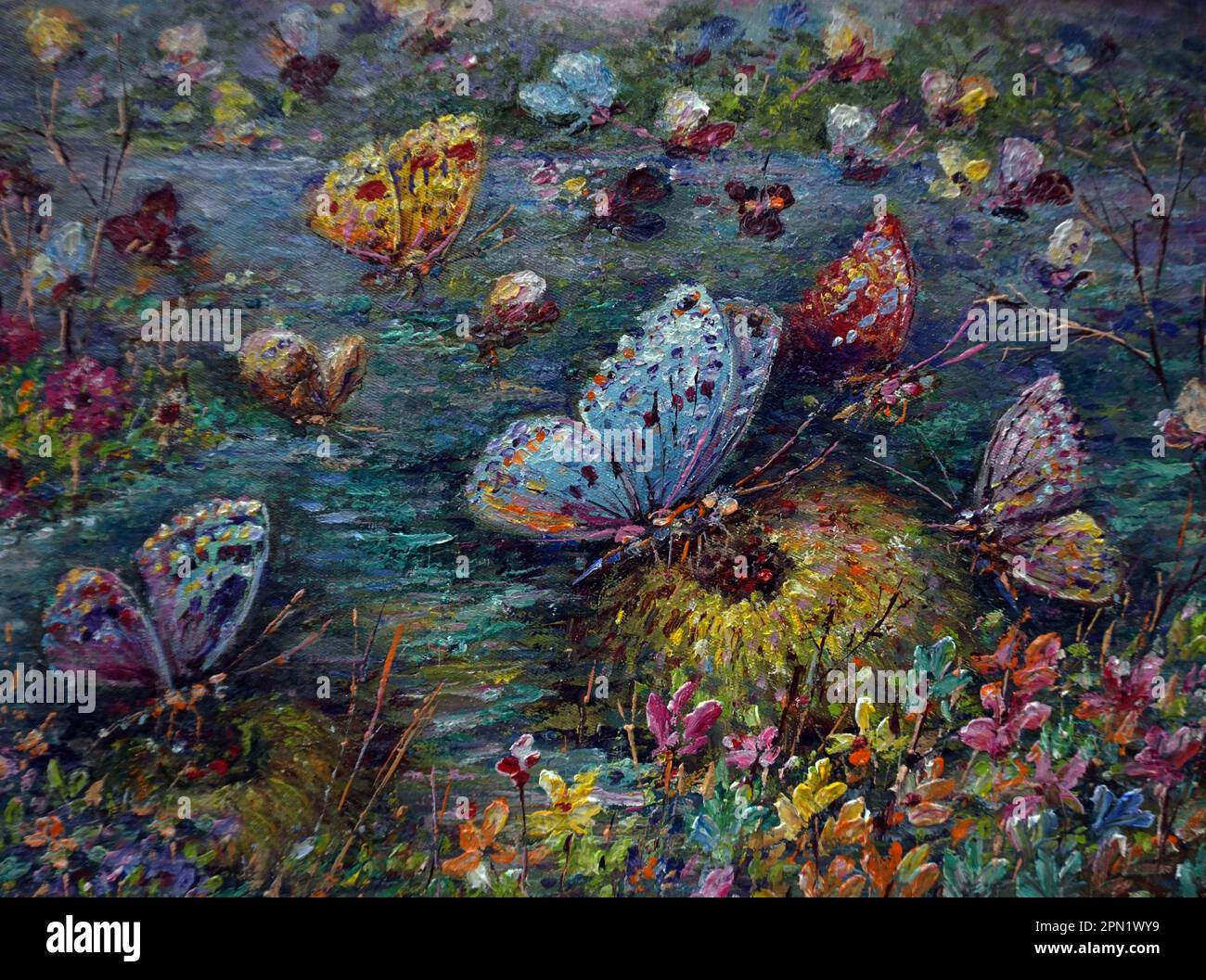 Art Oil painting color The butterfly , insect Stock Photo - Alamy