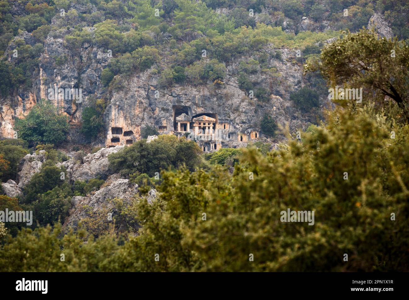 Lycian Tombs. The ancient Greek city of Pinara, Turkey. Archaeological ...
