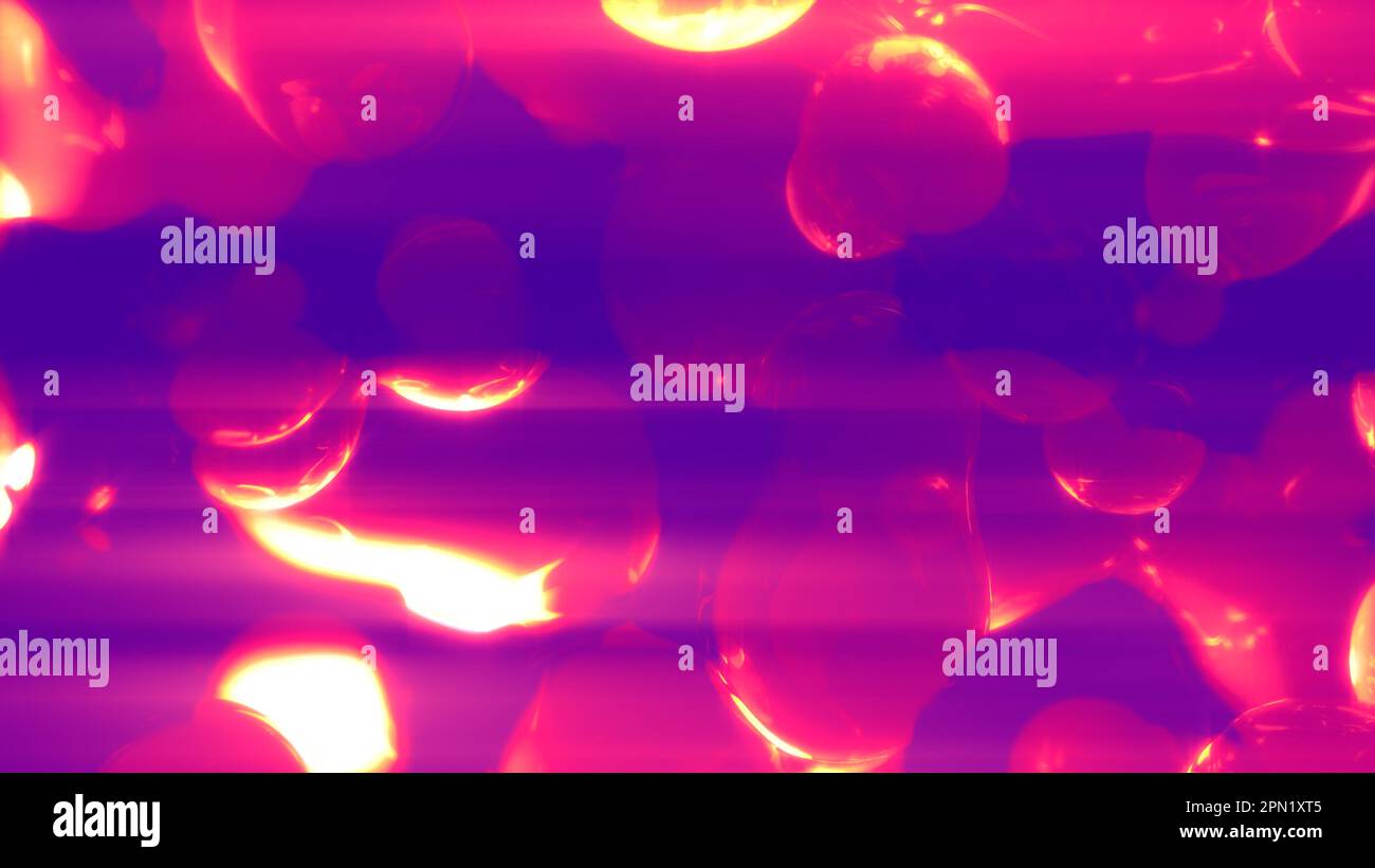 rose limpid liquid bubbles glowing with horizontal flares - abstract 3D ...