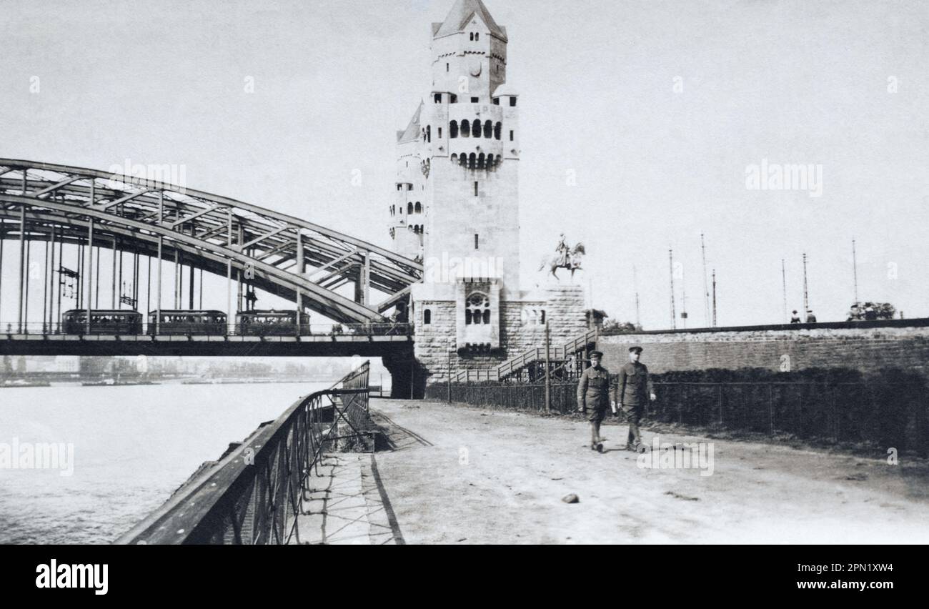 The eastern end of Hohenzollern Bridge, Cologne, Germany, with two ...