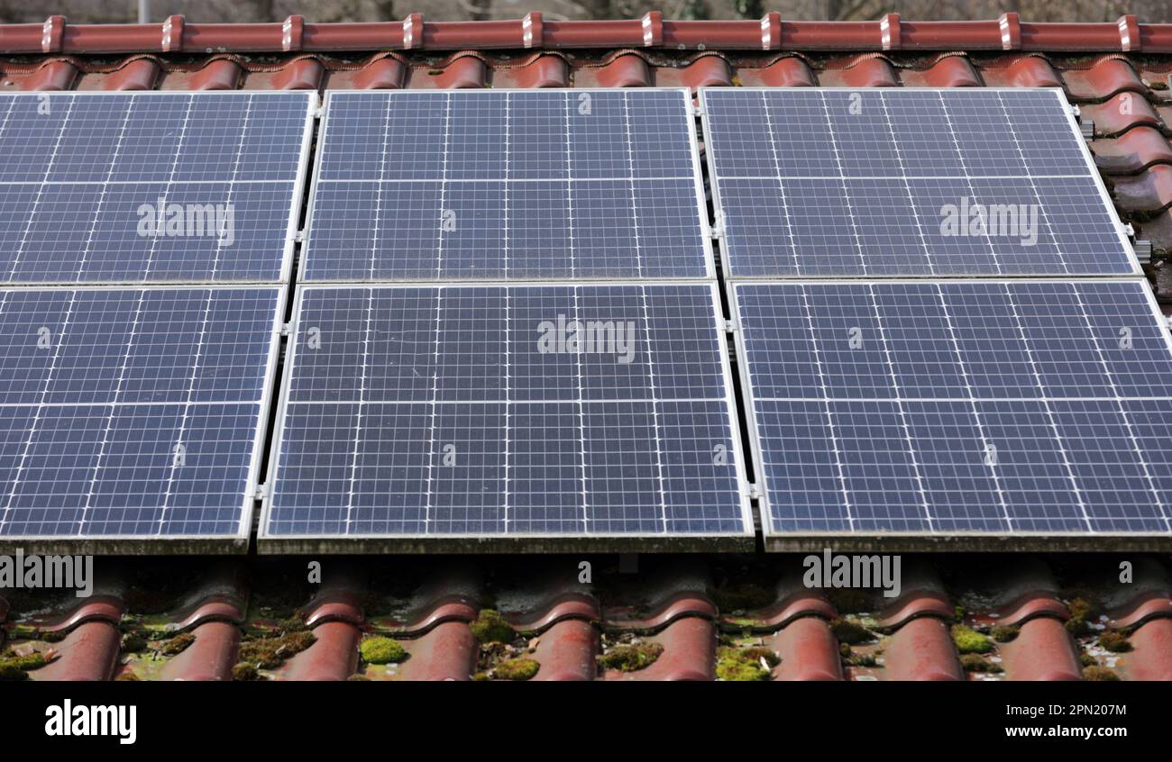 Photovoltaic Panel Solar panel installed on a roof Stock Photo - Alamy