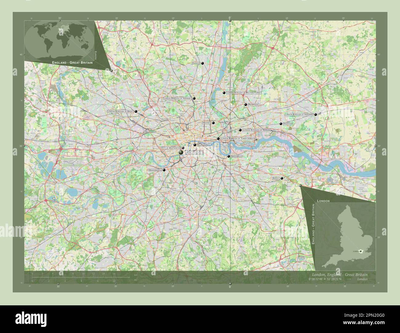London, london borough of England - Great Britain. Open Street Map ...
