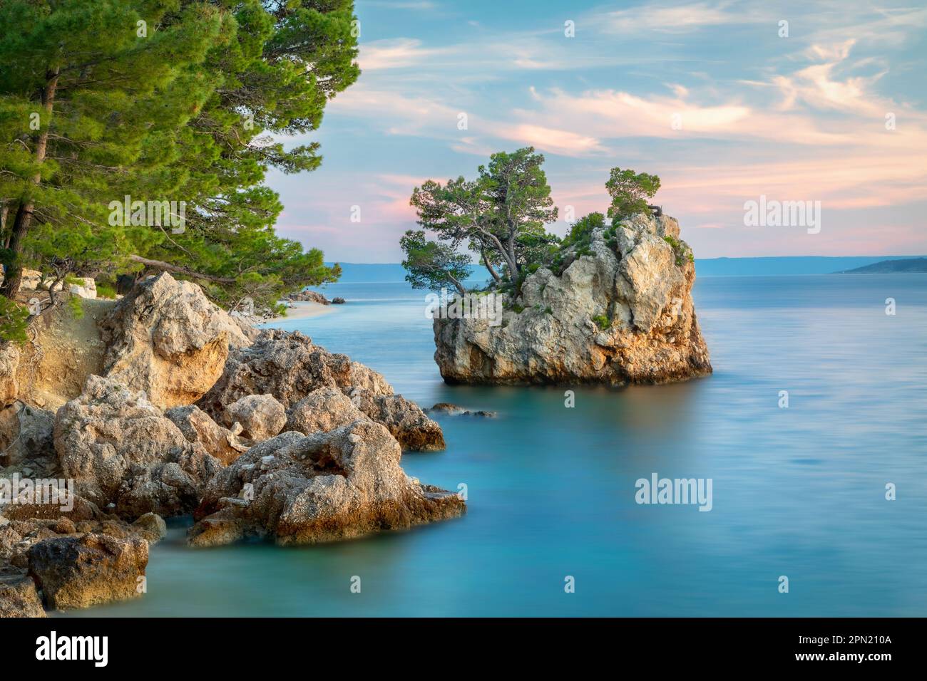 Brela, Croatia. View of famous rock in the sea - the symbol of this ...