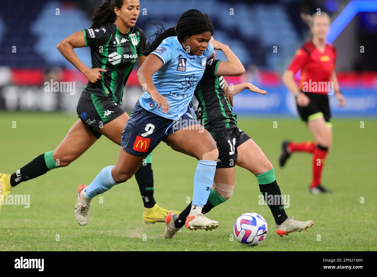 Sydney, Australia. 16th Apr, 2023. Madison Haley of Sydney FC attacks ...