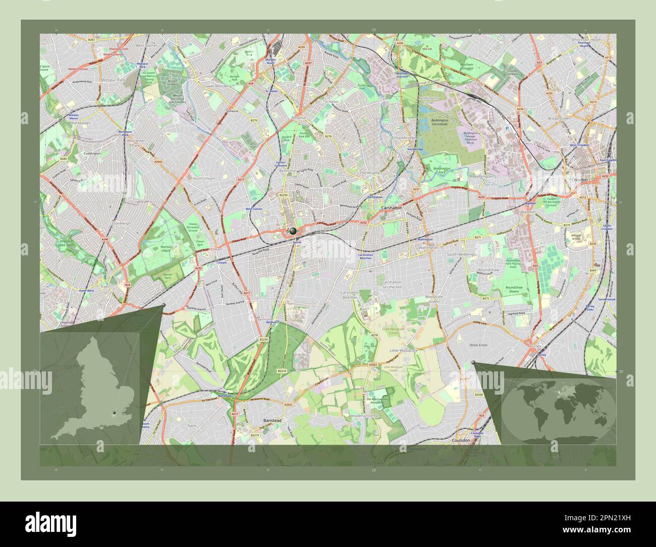 Sutton outline map hi-res stock photography and images - Alamy