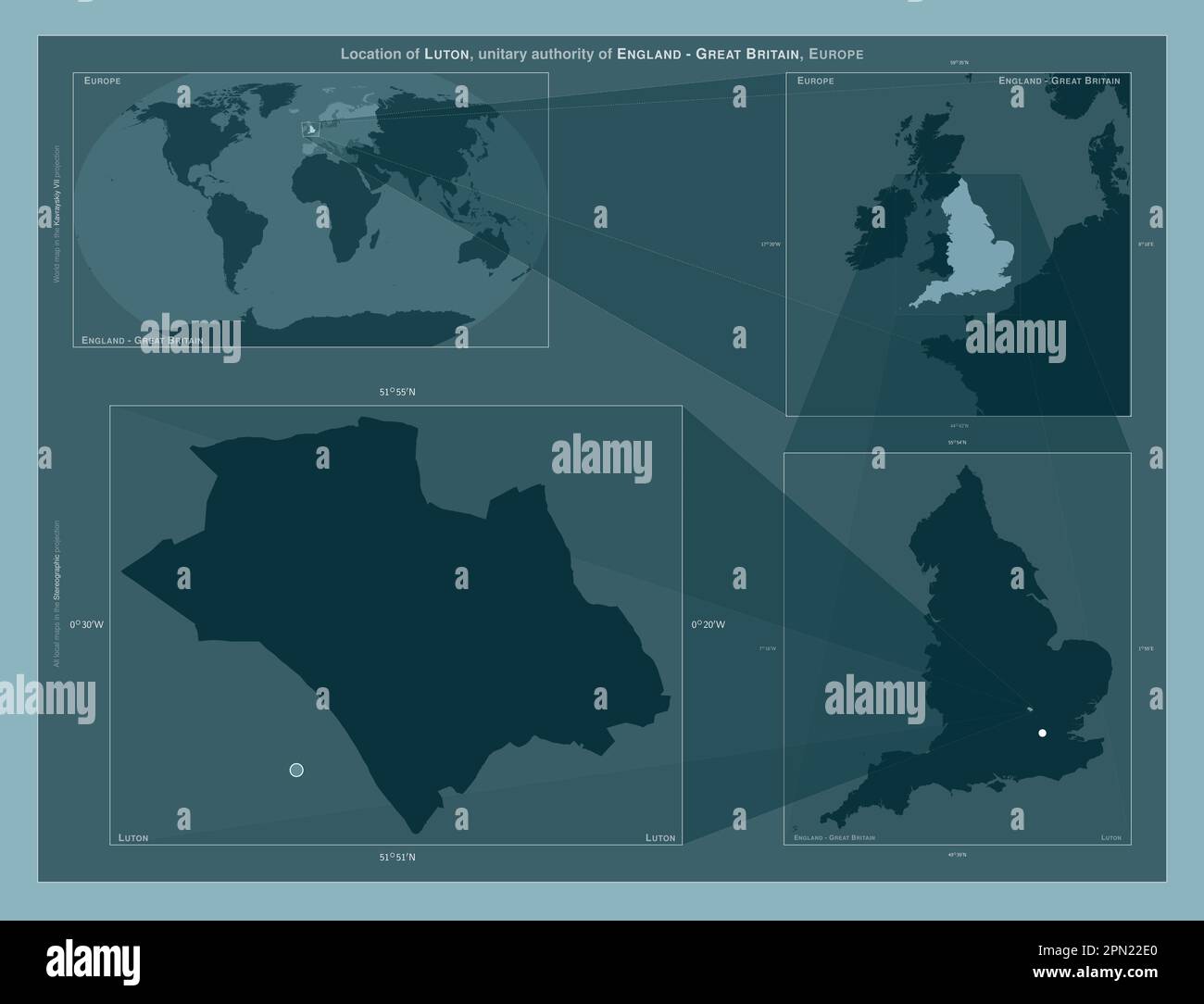 Luton, unitary authority of England - Great Britain. Diagram showing ...