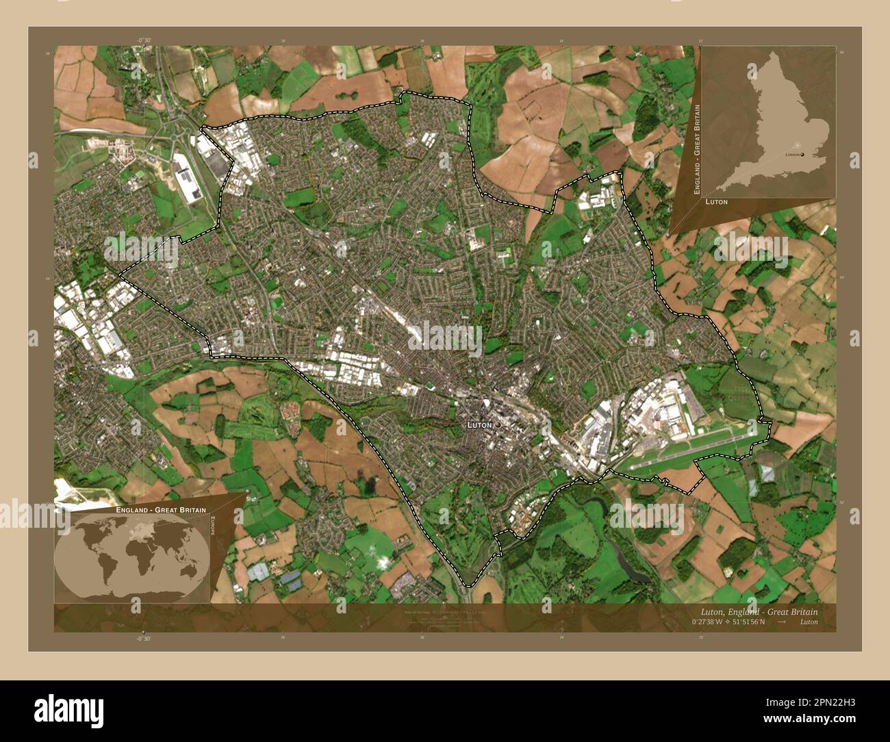 Luton, unitary authority of England - Great Britain. Low resolution ...