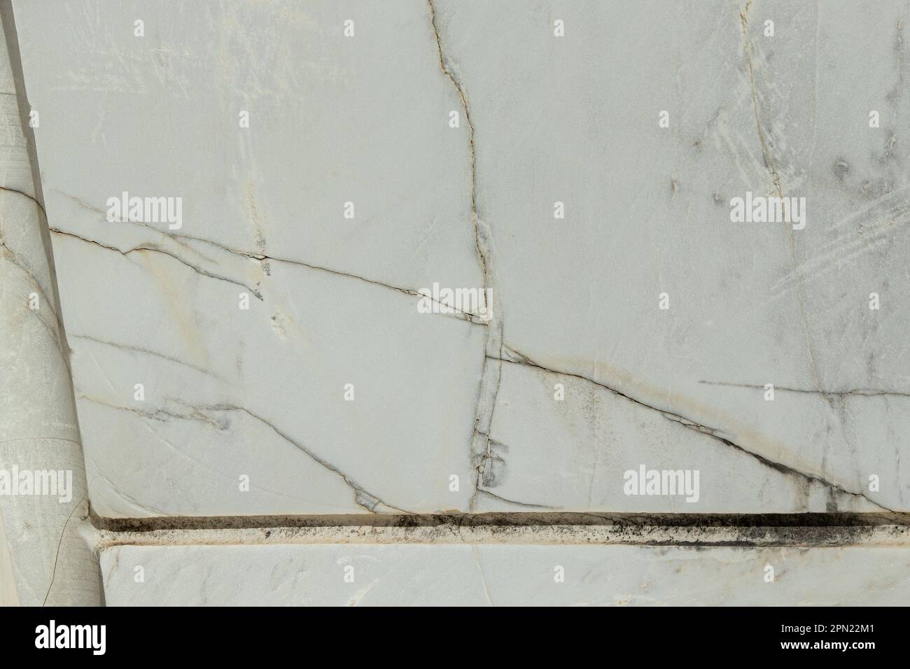 Drilled test cut of Namibian Rhino White Marble showing drill marks ...