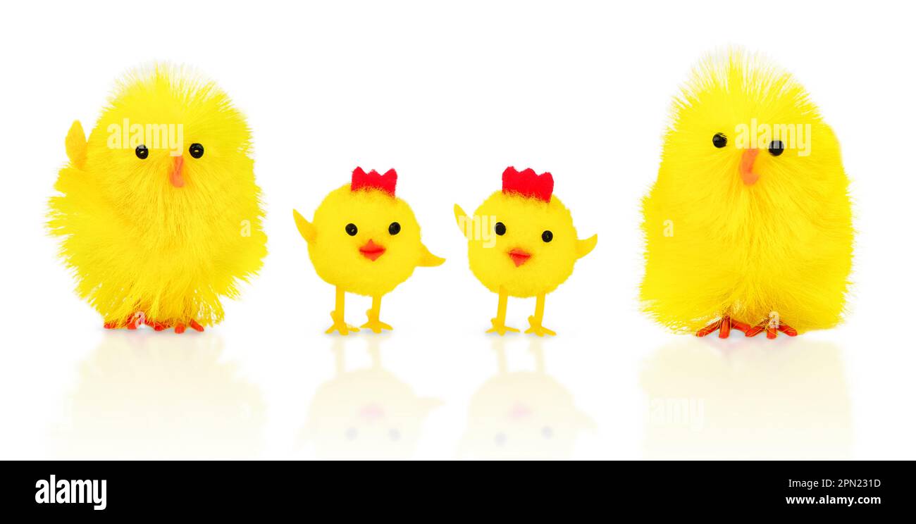 Isolated toy chicken family. Mom children and father. Funny Easter ...