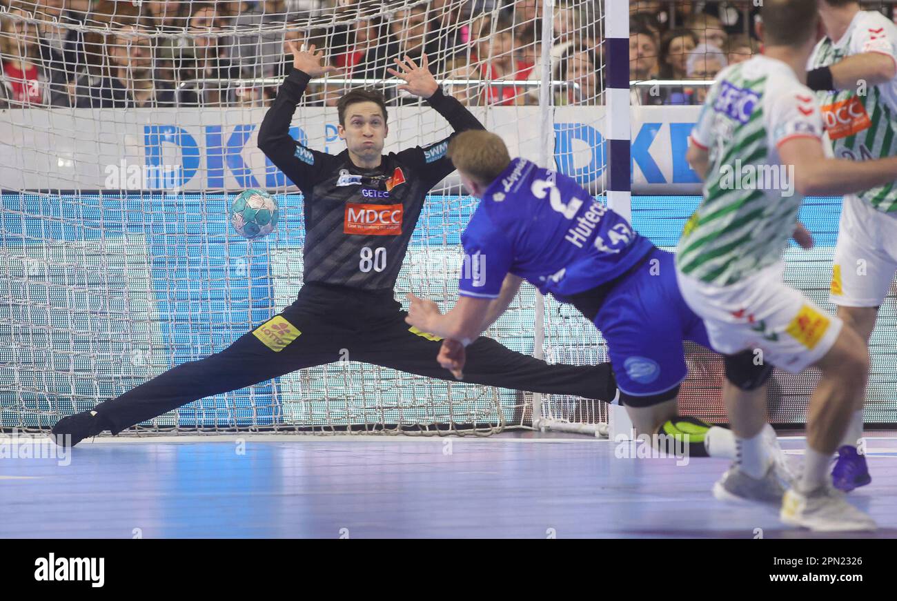 Cologne, Deutschland. 15th Apr, 2023. firo: April 15th, 2023, Handball DHB Cup semi-final SC SCM ...