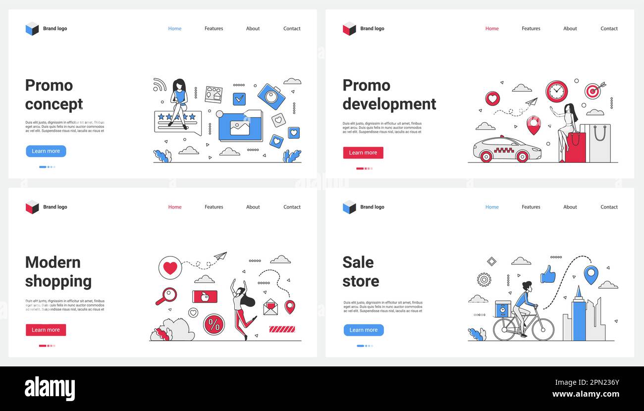 Development and promotion of modern store, online sales set vector ...