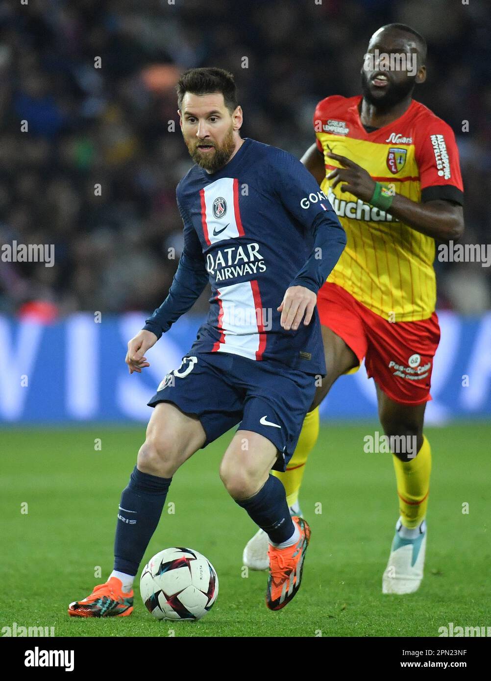 Lionel Messi of PSG vs RC Lens Ligue 1 in Parc des Princes, Paris ...