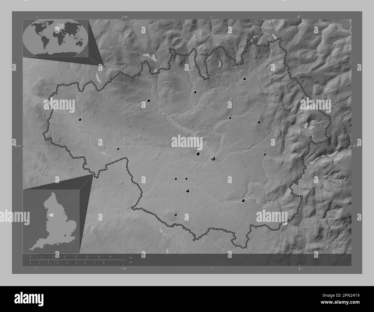 Greater Manchester, region of England - Great Britain. Grayscale ...