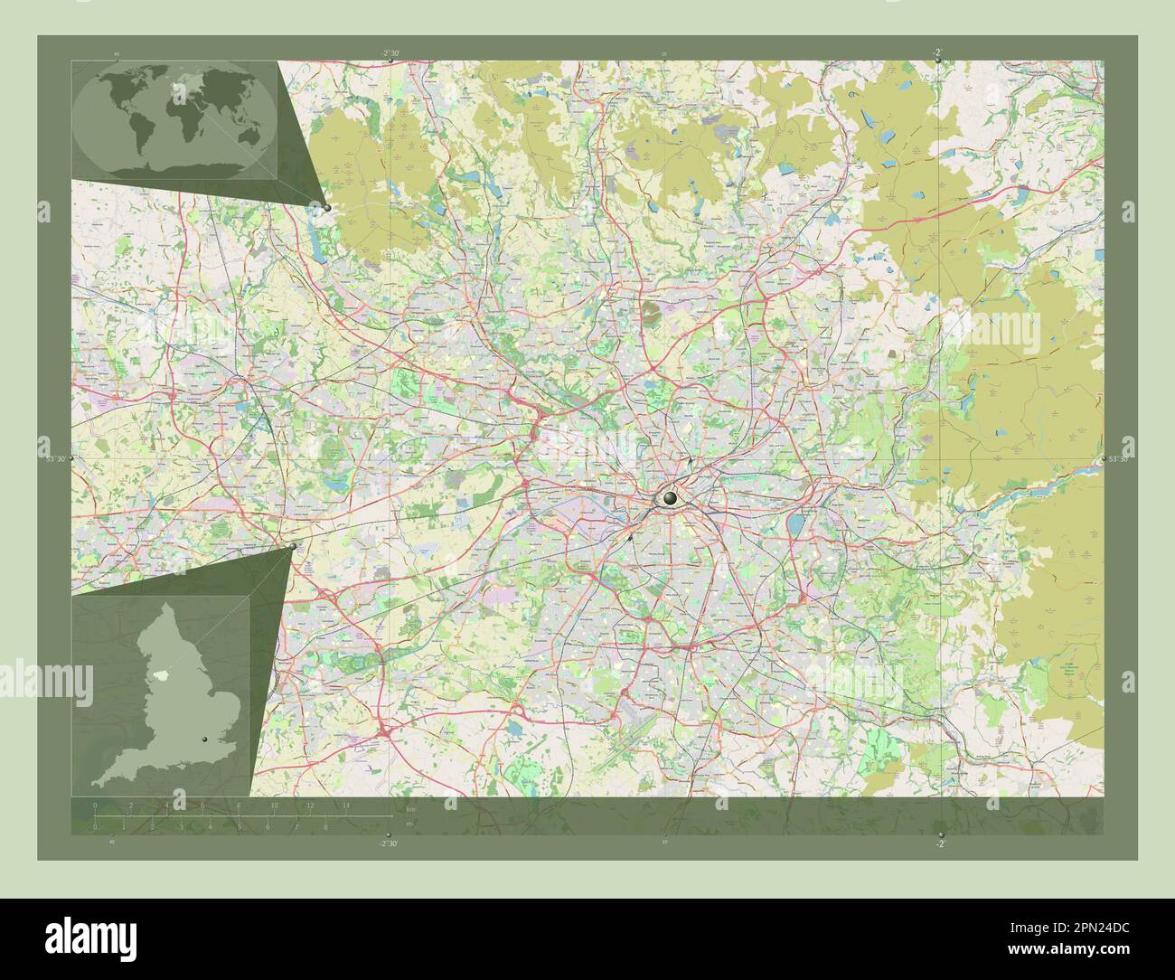 Greater Manchester, region of England - Great Britain. Open Street Map ...