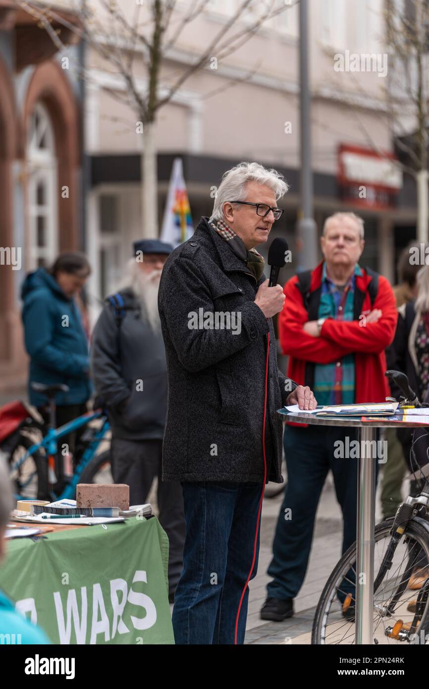 Stefan Glander a German politician from Die Linke party during a rally ...