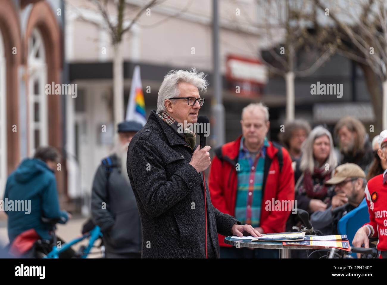 Stefan Glander a German politician from Die Linke party during a rally ...