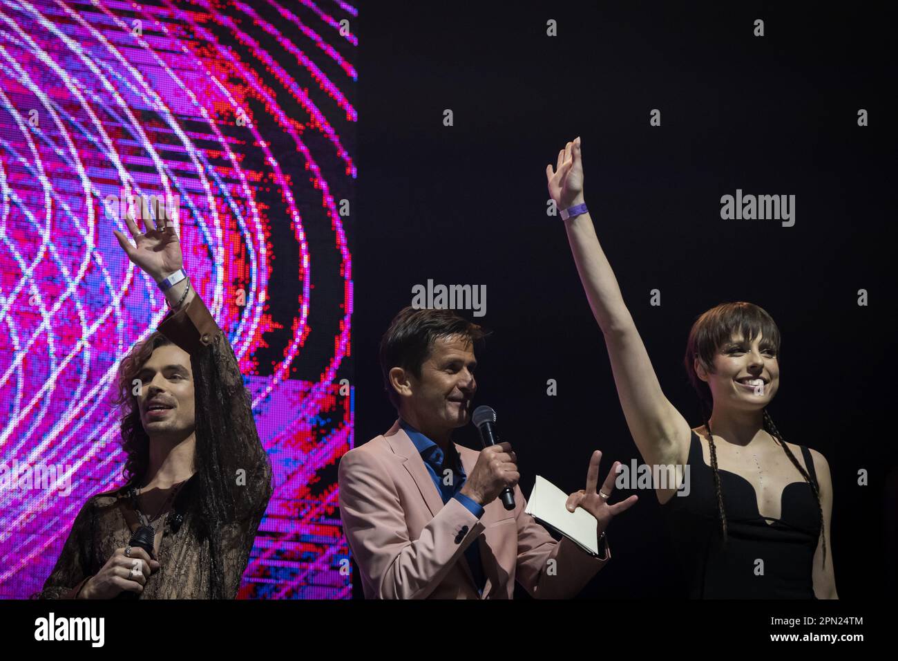 AMSTERDAM - Mia Nicolai, Dion Cooper and commentator Cornald Maas (m ...