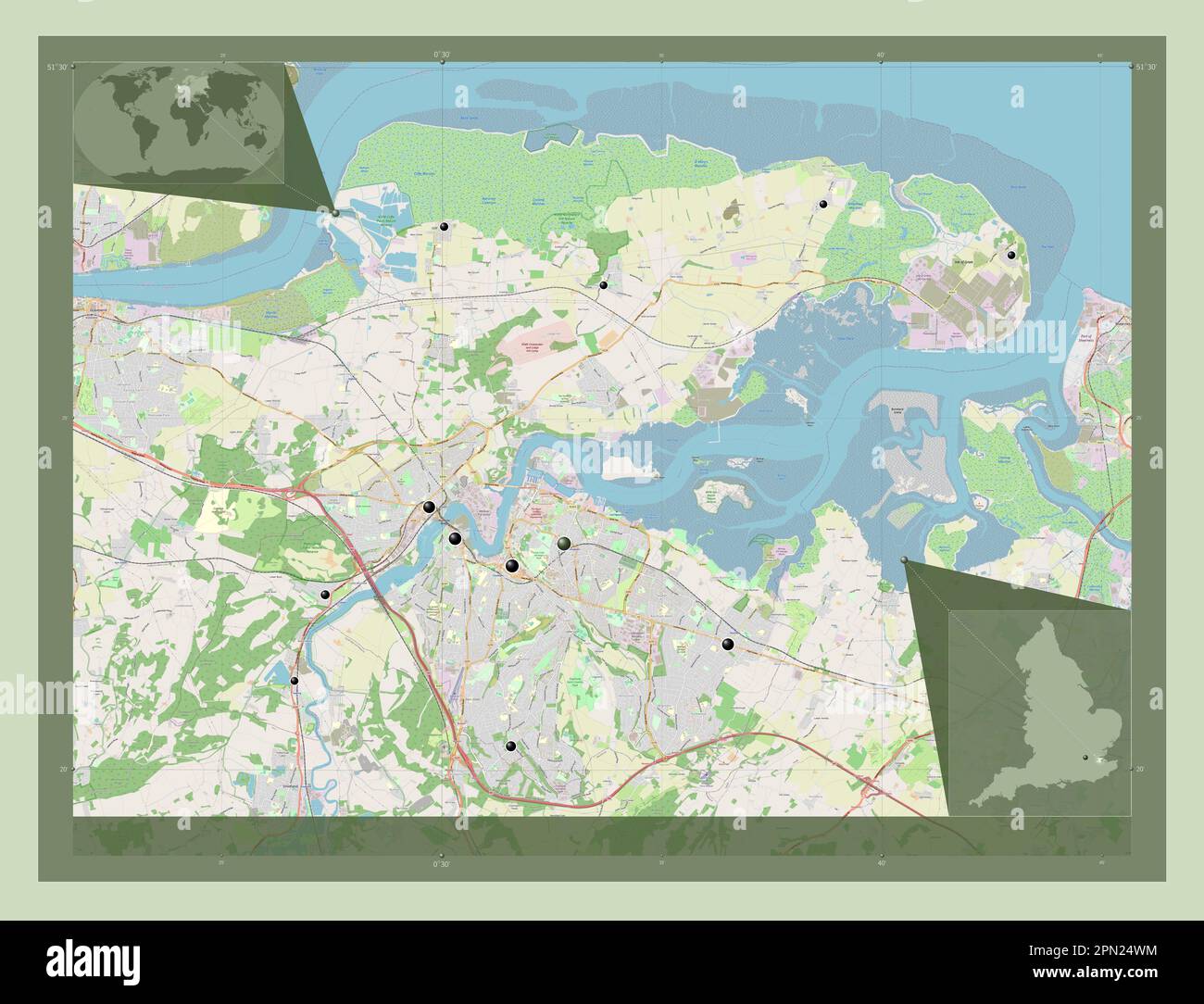 Medway, unitary authority of England - Great Britain. Open Street Map ...