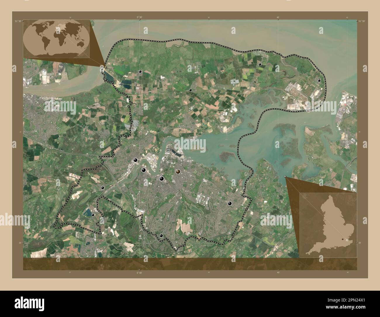 Medway, unitary authority of England - Great Britain. Low resolution ...