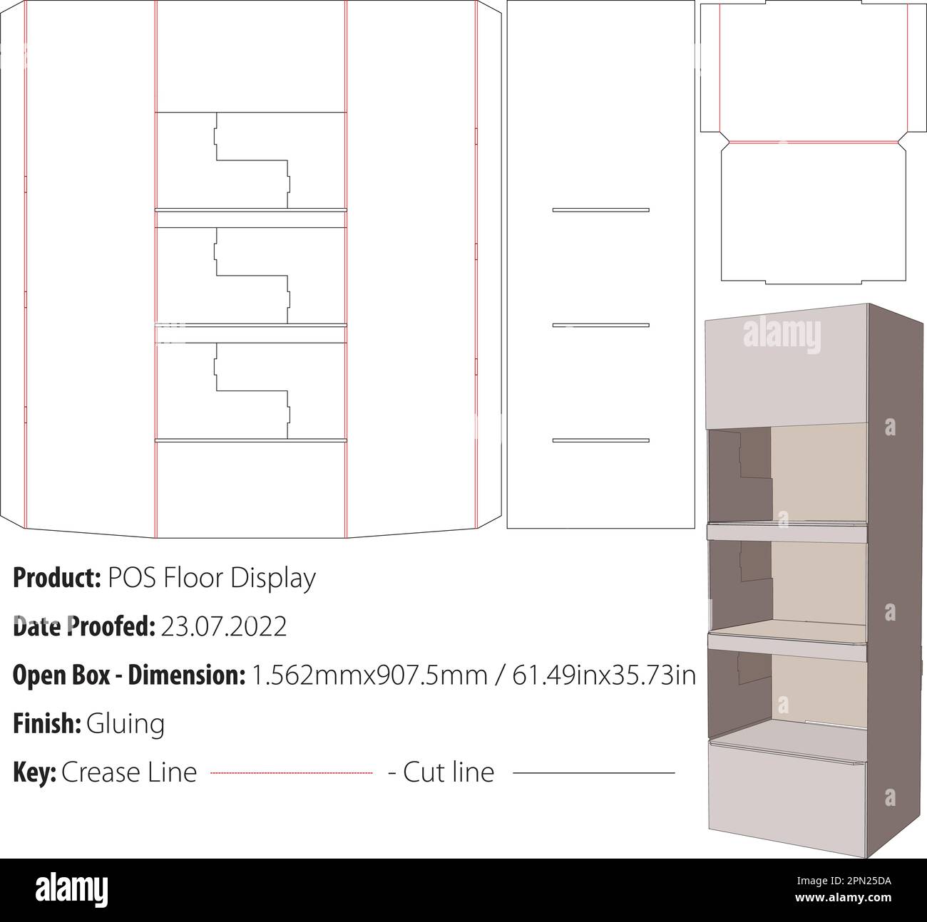 POS Floor Display packaging design template gluing die cut - vector ...