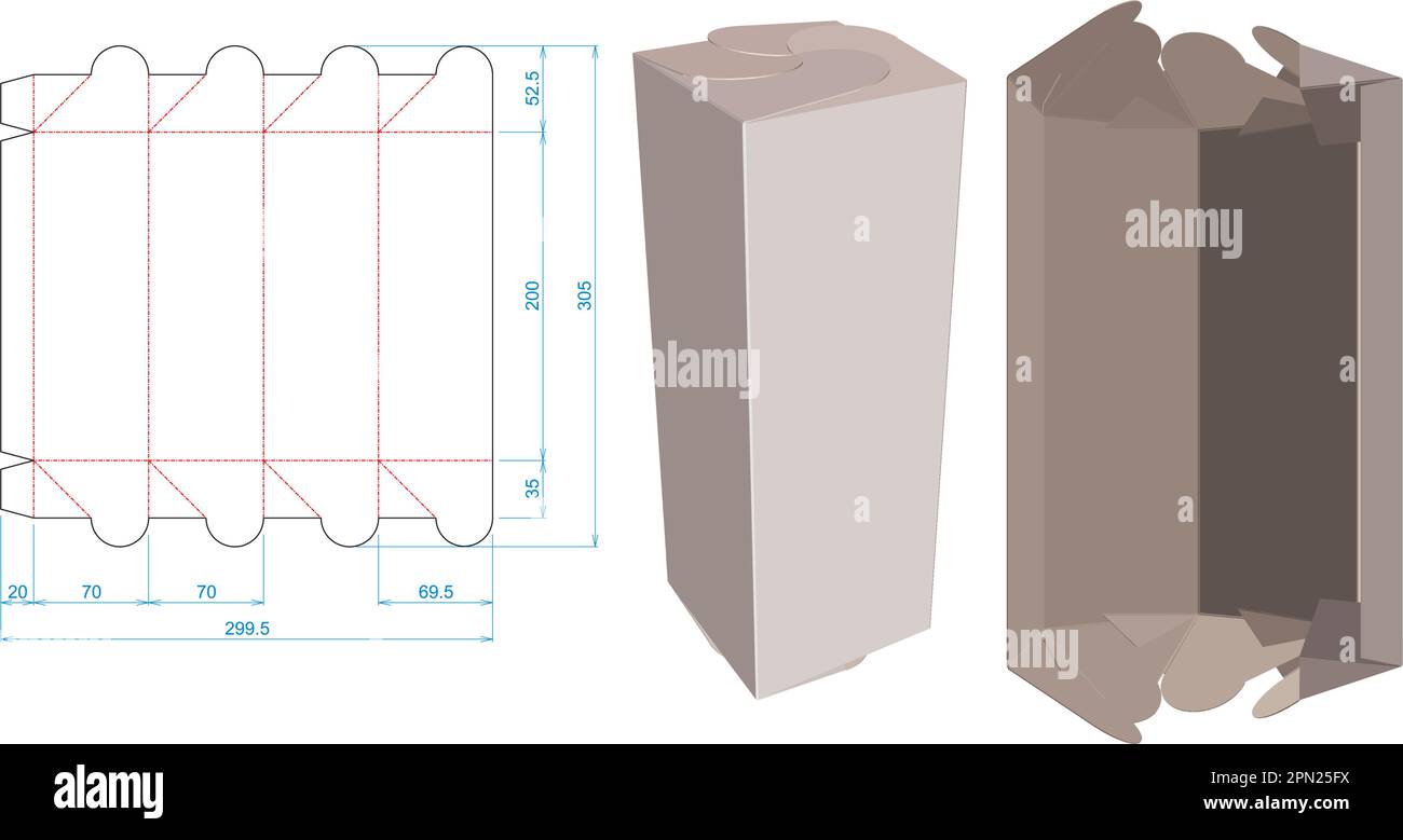 ECMA box 82.82 packaging design template rosette closure die cut ...