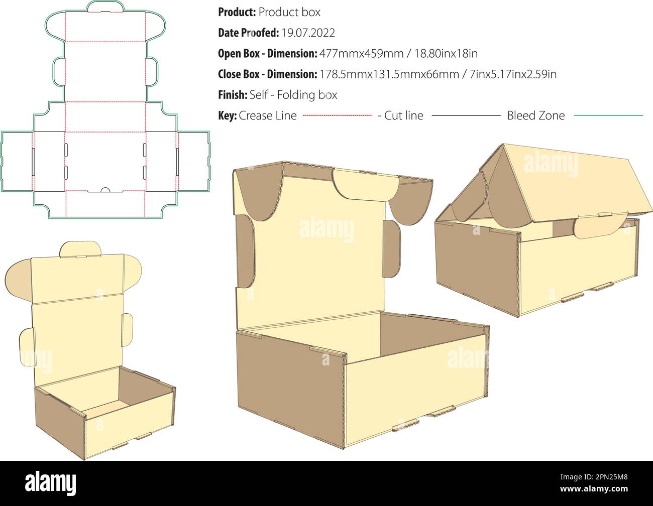 Product box packaging design template selflock die cut - vector Stock ...