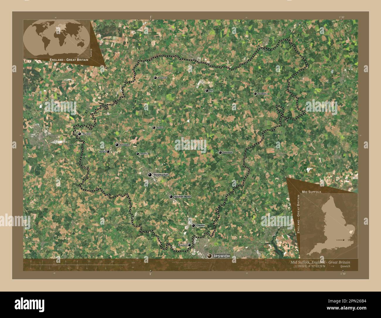 Mid Suffolk, non metropolitan district of England - Great Britain. Low ...
