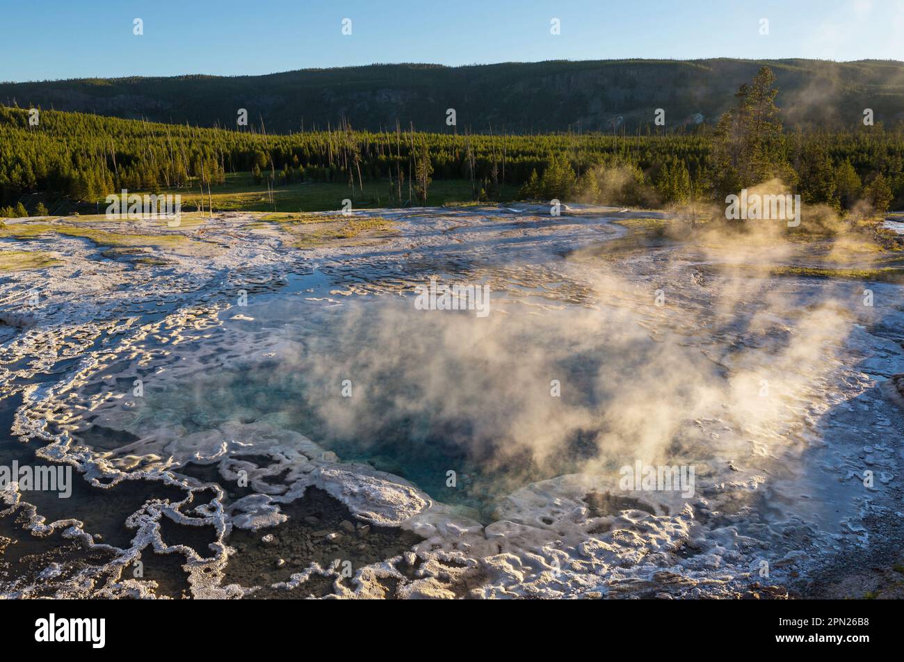 Inspiring natural background. Pools and geysers fields in Yellowstone ...